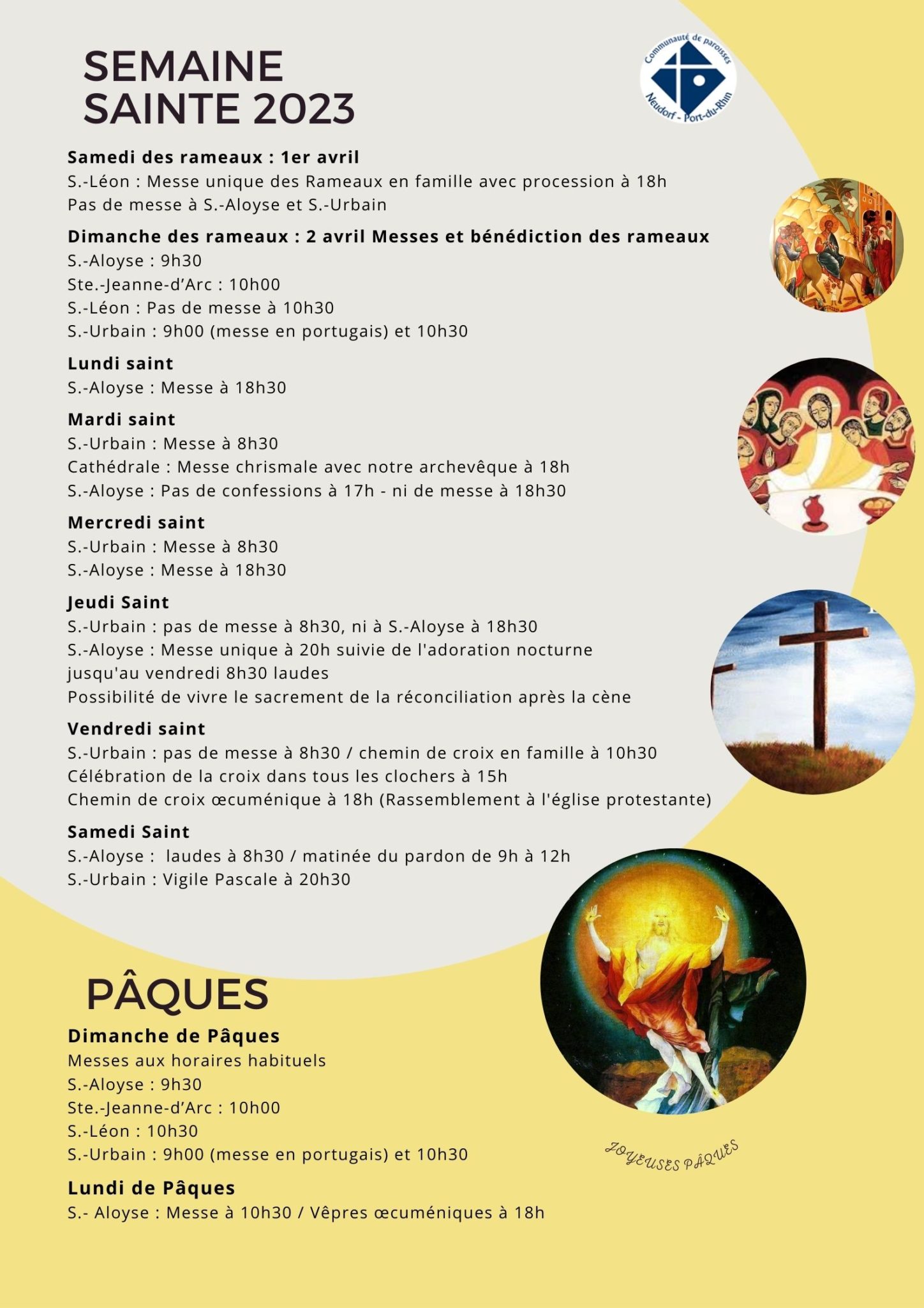 Semaine sainte – Communauté de paroisses Neudorf – Port-du-Rhin Strasbourg